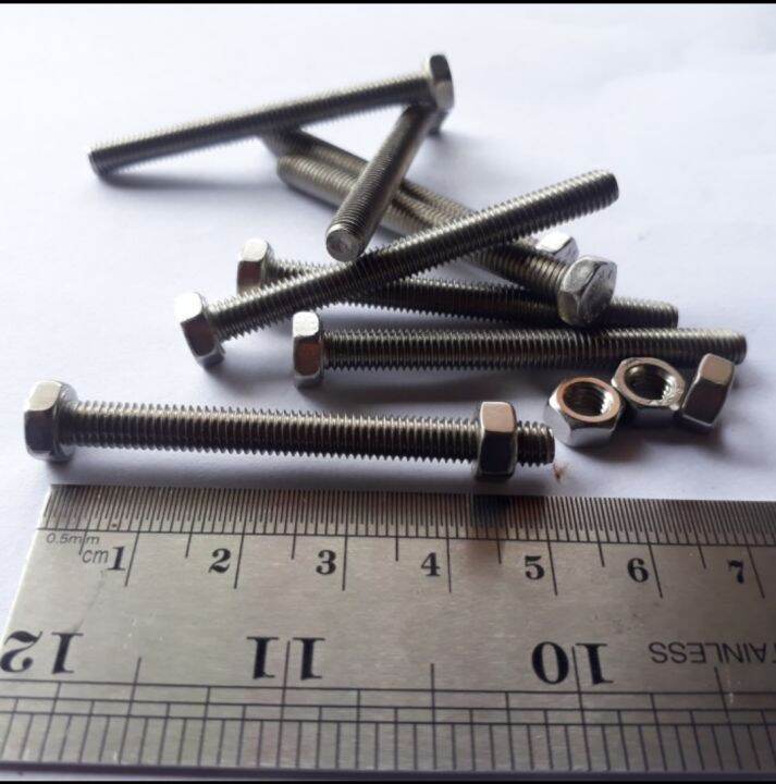 BAUT MUR M5X50 STAINLES PANJANG 5CM KUNCI 8 BAUT MUR STAINLES STEEL SUS ...