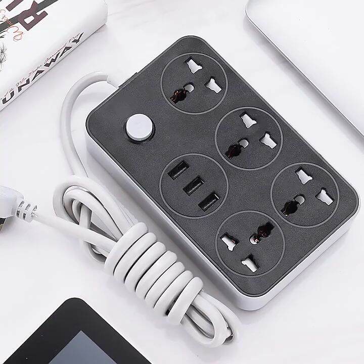 3 USB Port 6 Universal Power Strip Extension Plug Power Socket Electric ...