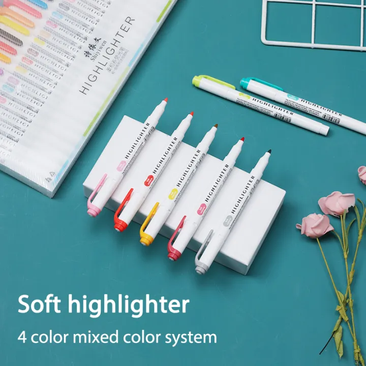 Cozyrooms Fluorescent Pen Double-ended Pale Color Series Marker Pen ...