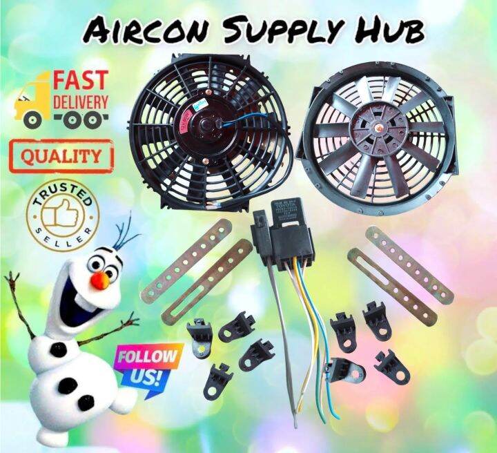 Aux Fan 2pcs High Speed 12v Sanden Auxiliary Fan with Brackets original ...