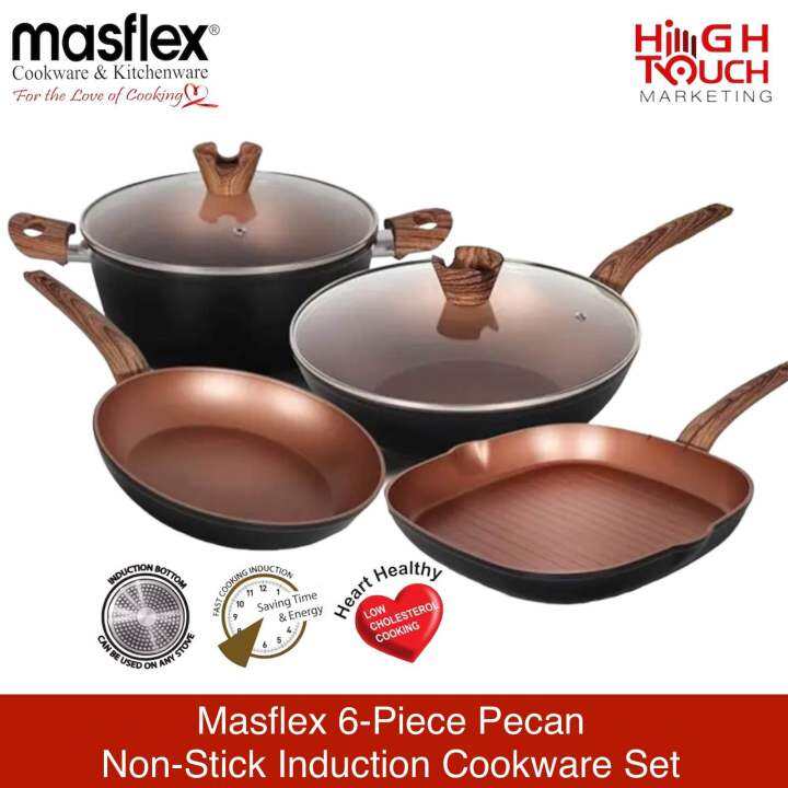 Masflex 6 Piece Pecan Series Induction Non-Stick Cookware Set | Lazada PH