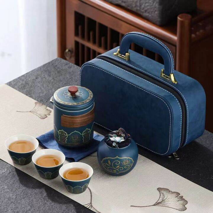 [TOP LEAF] Portable Travel Teapot Set Tea Fine Gift Zi Sha Ceramic 5 ...