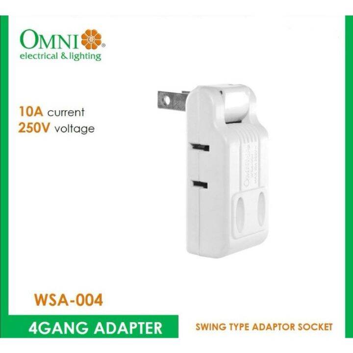 OMNI 4 Gang Adaptor With Swing Type Plug Adapter 4 Way WSA004 WSA-004 ...