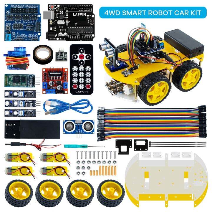 LAFVIN สำหรับ Arduino รถหุ่นยนต์โครงการเขียนโปรแกรม R3 UNO ชุดหุ่นยนต์ ...