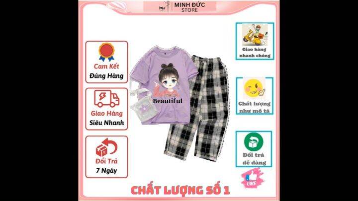 Sét Bộ Nữ SS08, Sét Đồ Nữ Đi Chơi Đẹp In Hình Cô Gái Nơ Đỏ Dễ Thương, Sét Áo Vải Cotton, Hình In ...