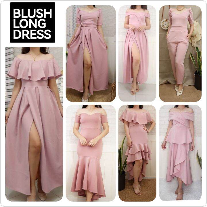 BLUSH PINK PASTEL DUSTYPINK COLOR BRIDAL ENTOURAGE BRIDESMAIDS LONG ...