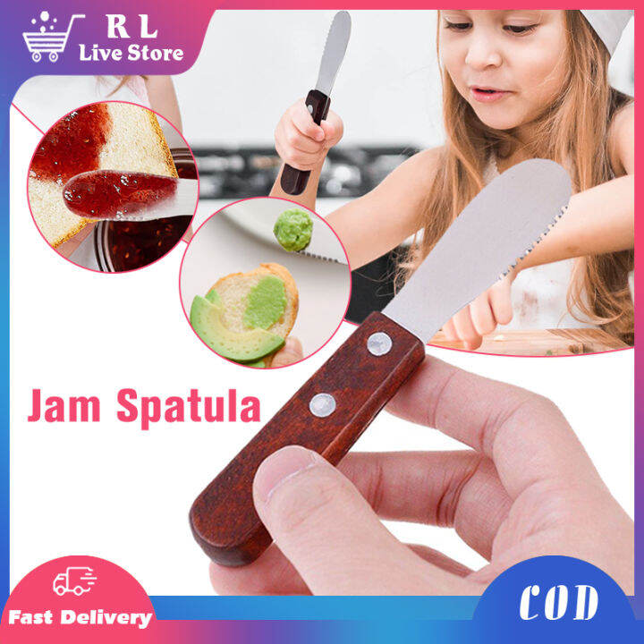 Stainless Steel Wide Edge Butter Spreader Sandwich Jam Scraper Wooden ...