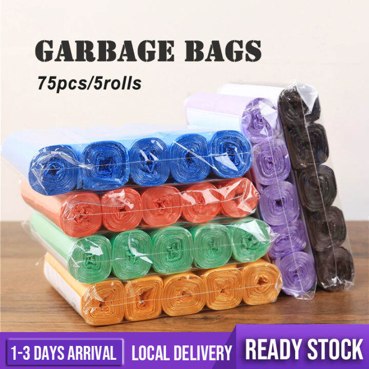Garbage Bags 5 Rolls Total 75pcs Locaupin Plastic Garbage Bags No Smell ...