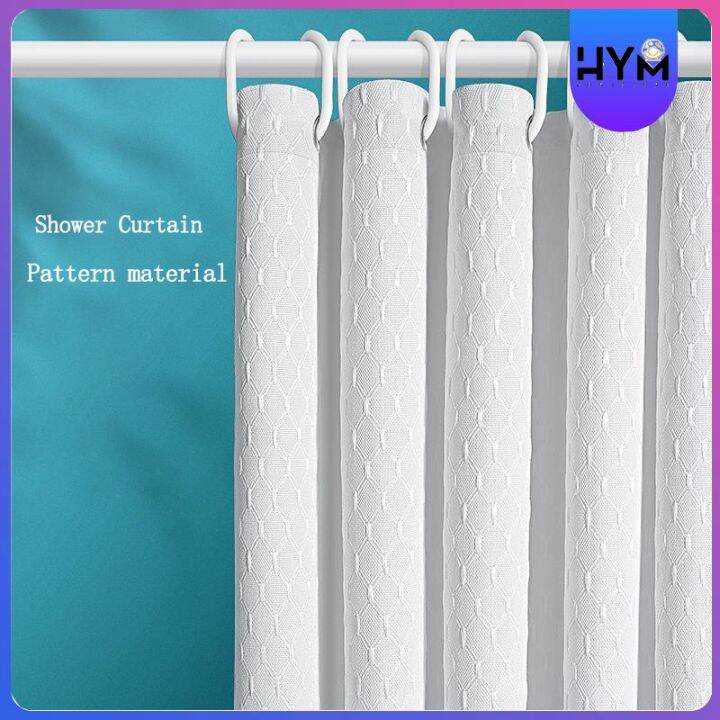 HYM 120cm/180cm Waffle Shower Curtain Waterproof makapal with Rod ...