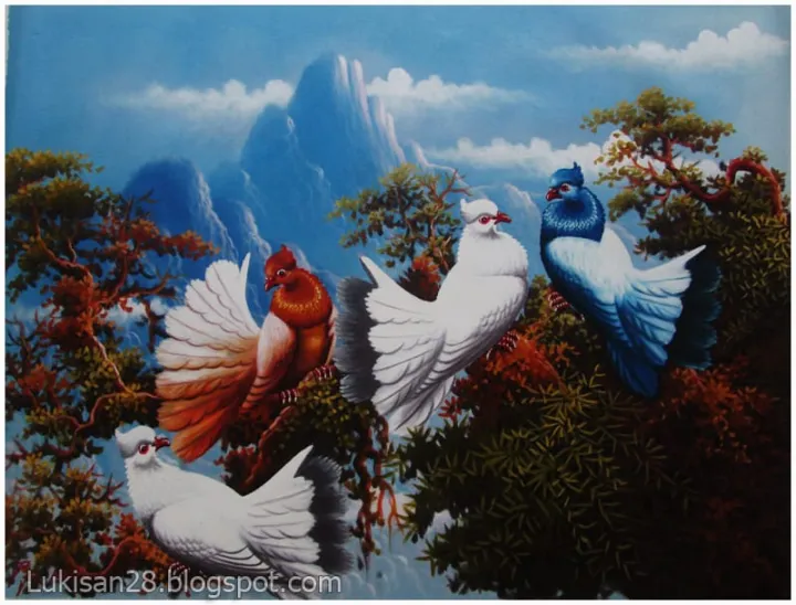 lukisan cetak jumbo burung merpati, poster cetak jumbo burung merpati ...