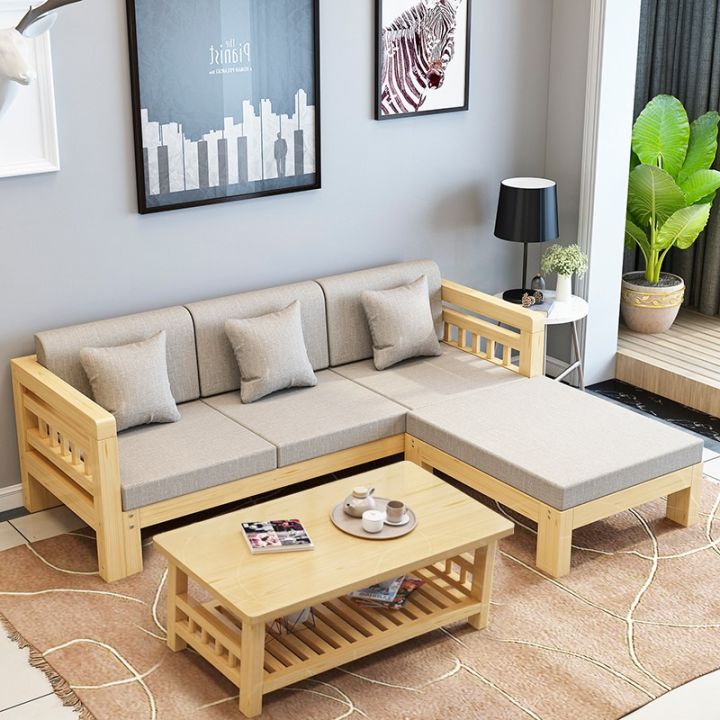 Modern Minimalist Solid Wood Sofa Living Room Pine Sofa Small Apartment ... Modern Minimalist Solid Wood Sofa Living Room Pine Sofa Small Apartment ...