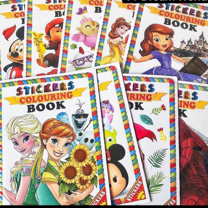 Children A4 Cartoon Sticker Book Colouring Book Kids Drawing Book Buku ...