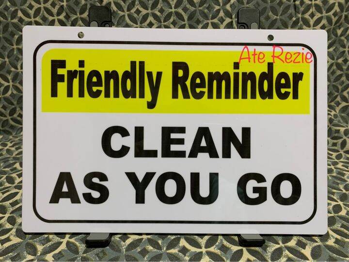FRIENDLY REMINDER CLEAN AS YOU GO PVC Wall Signage 7.8x11 inches ...