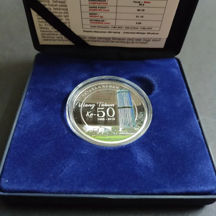 [ SILVER PROOF COIN ] MALAYSIA COMMEMORATIVE SILVER PROOF COIN 50th ...