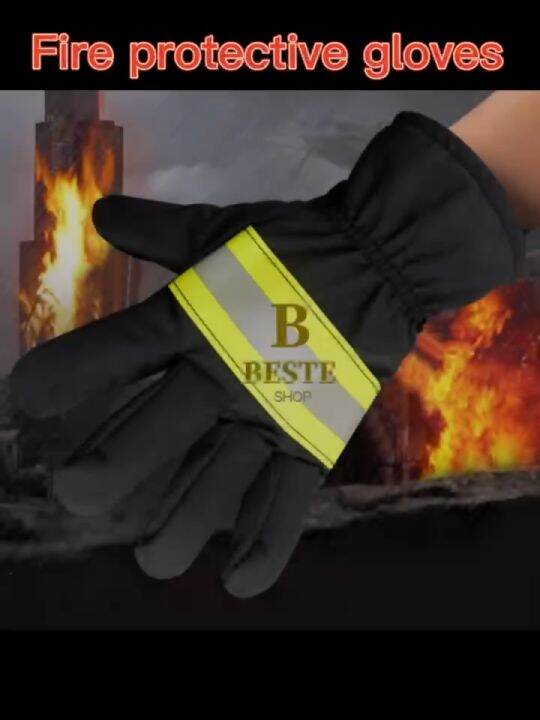 Fire Proof Firefighting Gloves Anti-fire Gloves for Welding Black ...