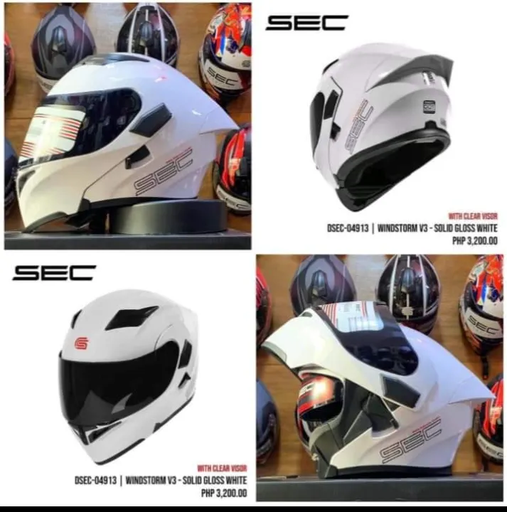 SEC DUAL VISOR MODULAR HELMET V3 FREE SMOKE LENS ,SPOILER ,DUST BAG ...