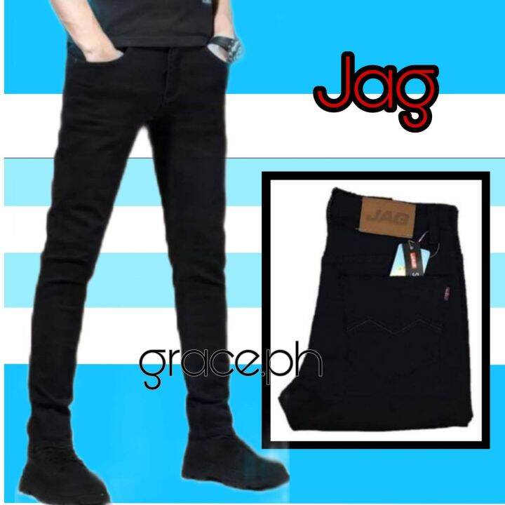 Plain black maong Stretchable skinny jeans pants for men 28-36 | Lazada PH
