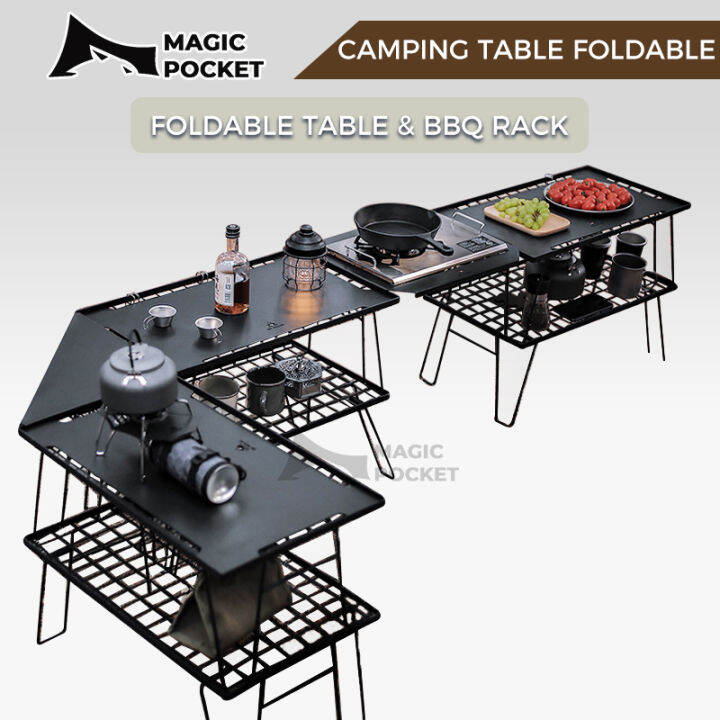 Campingmoon style camping table foldable meja lipat Portable Iron Steel ...