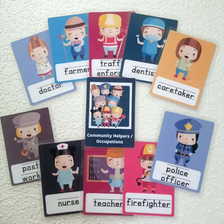 Community Helpers / Occupation Laminated Flashcards for kids | Lazada PH