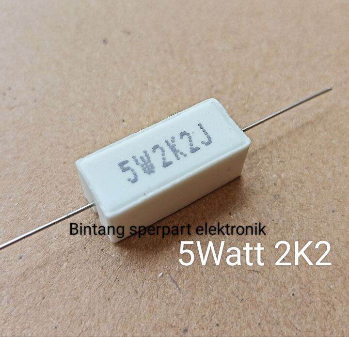 (10 BUAH) RESISTOR KAPUR 5W 2K2 RESISTOR 5W 2,2K OHM RESISTOR KAPUR 5WATT 2K2 OHM RESISTOR 5 ...