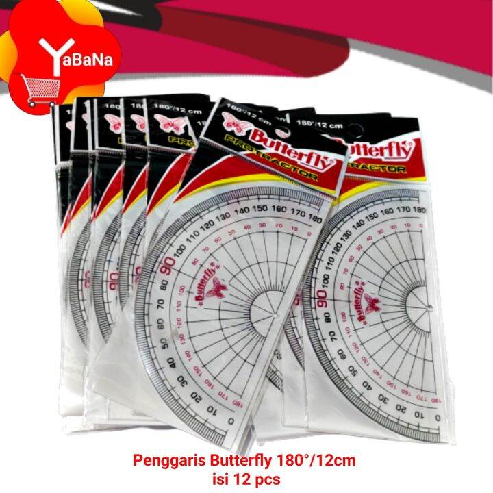 Penggaris Butterfly Protractor 180°/10cm dan 12cm isi 12 pcs | Lazada ...