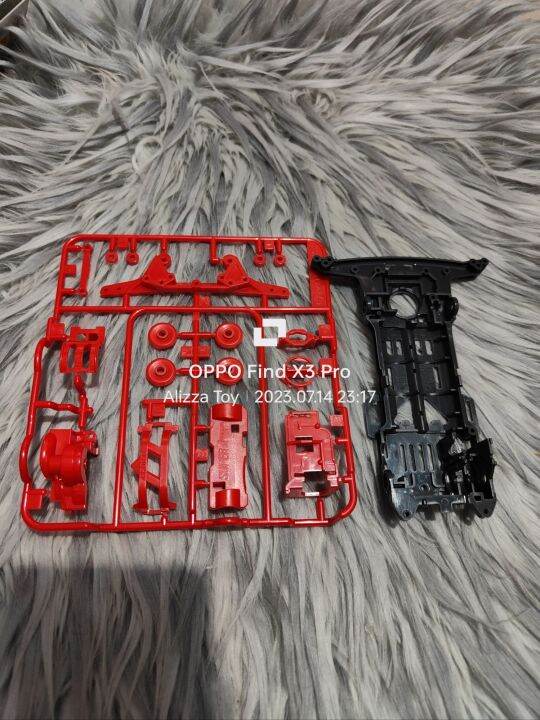 Tamiya Chassis Set Super 2 II / Casis S2 ABS Resin Hitam + Gearbox Red ...