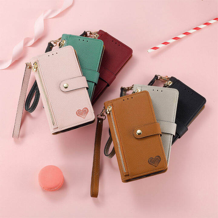 เคสกระเป๋าสตางค์สำหรับ Oppo Reno 6 5 Pro Plus 6z มีซิปหนังแฟชั่นฝาพับ