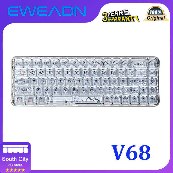 EWEADN V68 Wireless Bluetooth mechanical keyboard three-mode custom ...