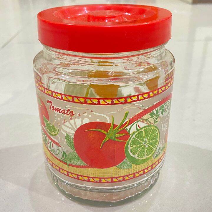 Toples Kaca Kembang Merah Tomat Tutup Plastik 750ml | Lazada Indonesia