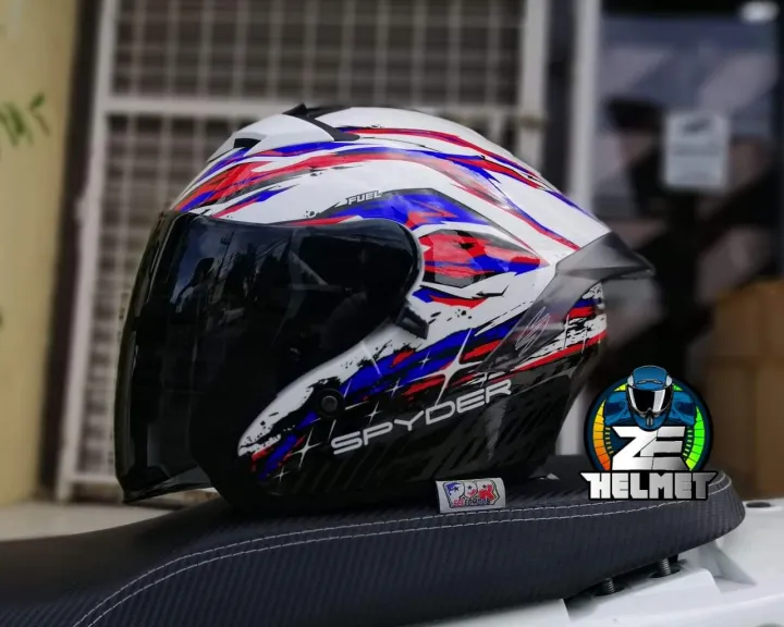 SPYDER FUEL SIGMA WHITE BLUE RED SMOKE LENS HALF FACE DUAL VISOR ...