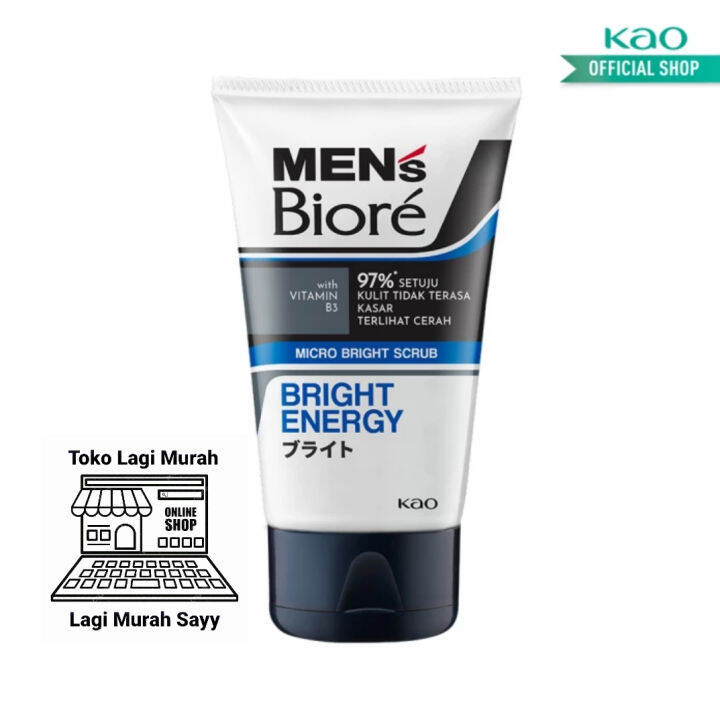 Mens Biore Double Scrub Facial Wash Bright / White Energy 100gr , 100 ...