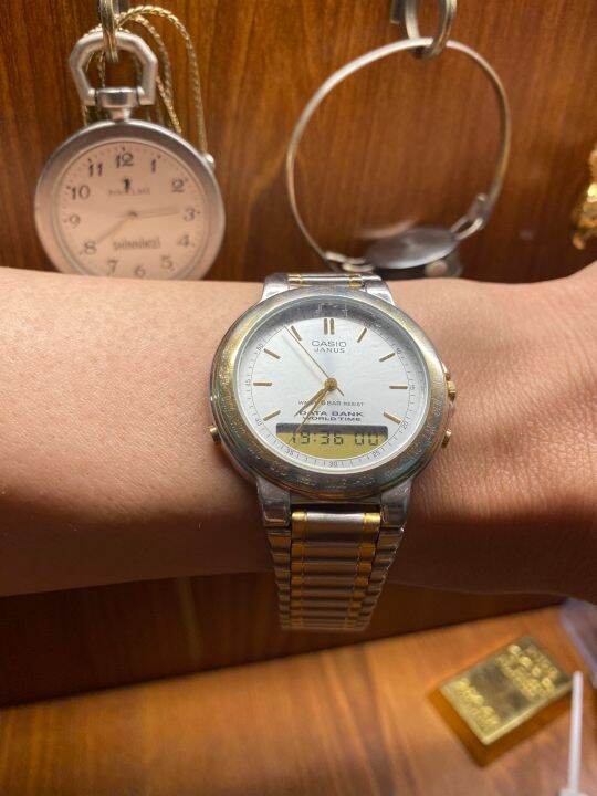 Đồng hồ nam CASIO JANUS , due time , world time hai đồng hồ trong một ...
