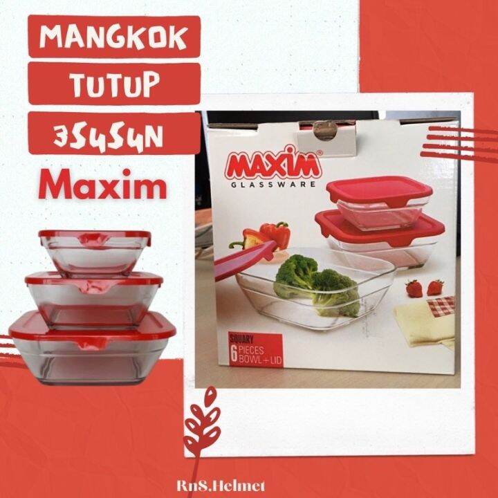 Maxim glassware bowl kotak 3 susun/Mangkok maxim kotak 3 susun | Lazada ...