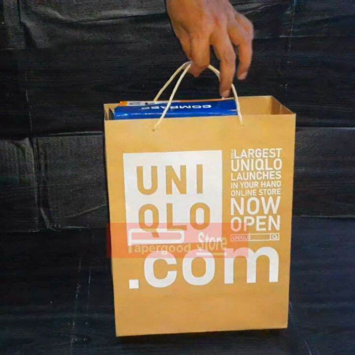 Paper bag Uniqlo coklat Medium 33 x 26 x 12 | Lazada Indonesia