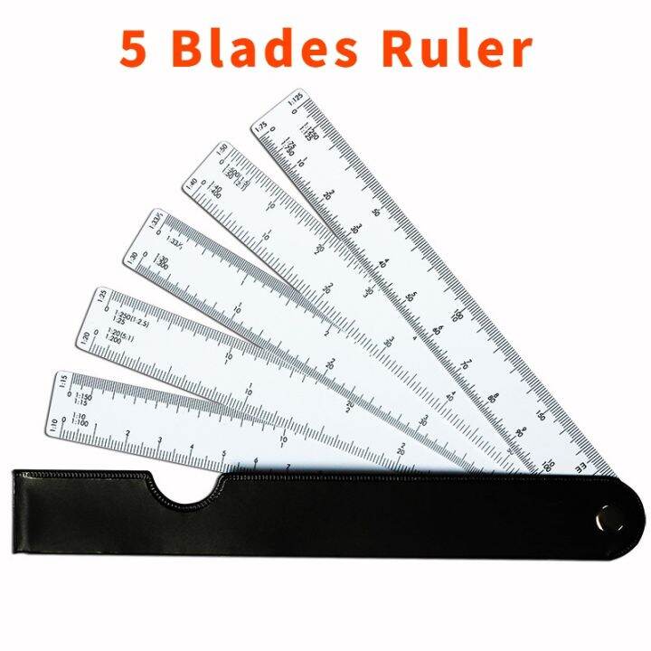 Scale Ruler Fan Shape with 5 Blades for Engineering Architects ...