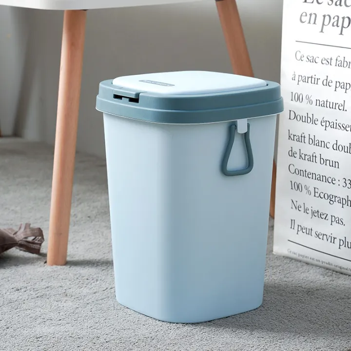 Simple Trash Can With Cover Household Living Room Bathroom Toilet Kitchen Press Ring Trash Can ...