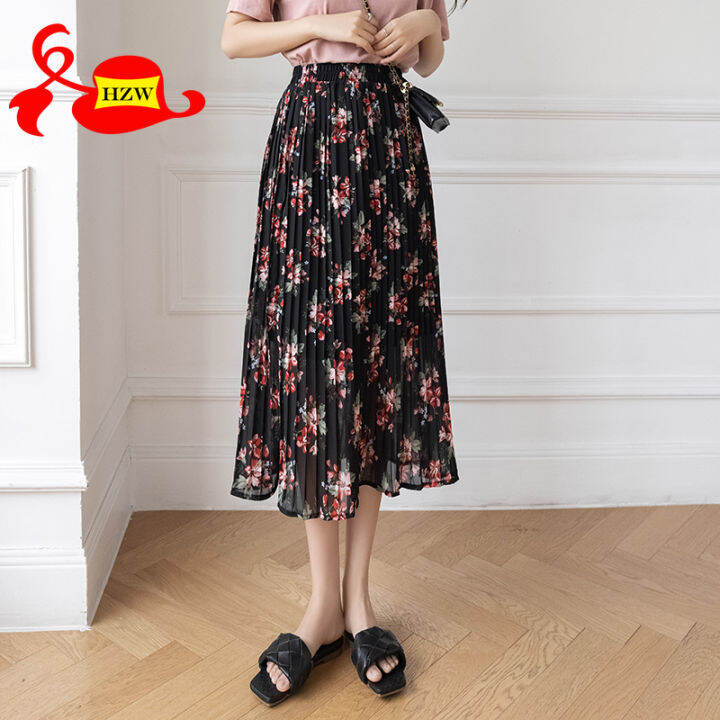 HZW 2023ฤดูใบไม้ผลิ/ฤดูร้อนของผู้หญิงชีฟองฝรั่งเศสดอกไม้แยกส่วนหวานครึ่งร่างกายกระโปรงมีจีบลด ...