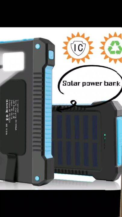 Solar power bank waterproof 100000mAh with LED light and a compass ...