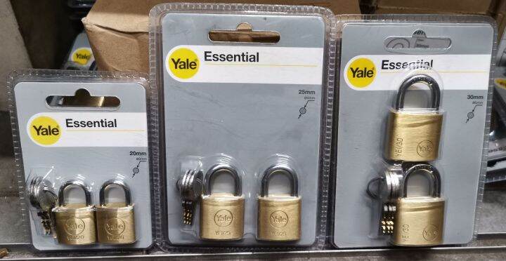 YALE ESSENTIAL SERIES BRASS PADLOCK 2PCS/SET KEY ALIKE 20mm, 25mm, 30mm ...