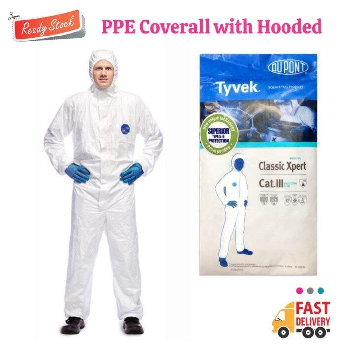 Du Point Tyvek Classic 500 Xpert Model CHF5 White Coverall with Hood ...