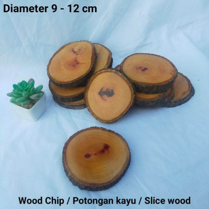 wood slice / potongan kayu bulat diameter 9-12 cm | Lazada Indonesia