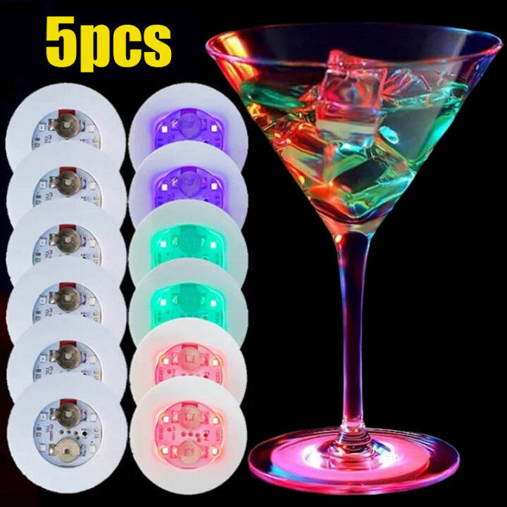 6cm LED Luminous Coaster Stickers Party Drink Glass Cup Pad Lamp Wine ...
