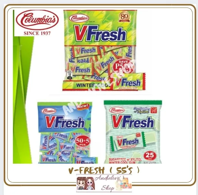 [FOOD] V- Fresh Bubble Gum Spearmint , Wintercool, Aquacool (55pcs Per ...