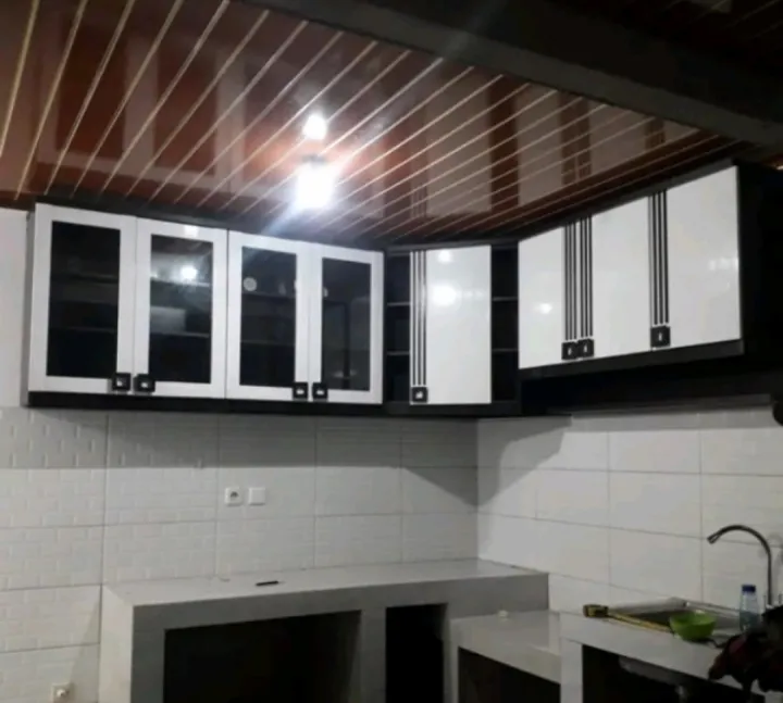 KITCHEN SET ATAS / RAK DAPUR / LEMARI PIRING 8 PINTU LETTER L INFINITY ...