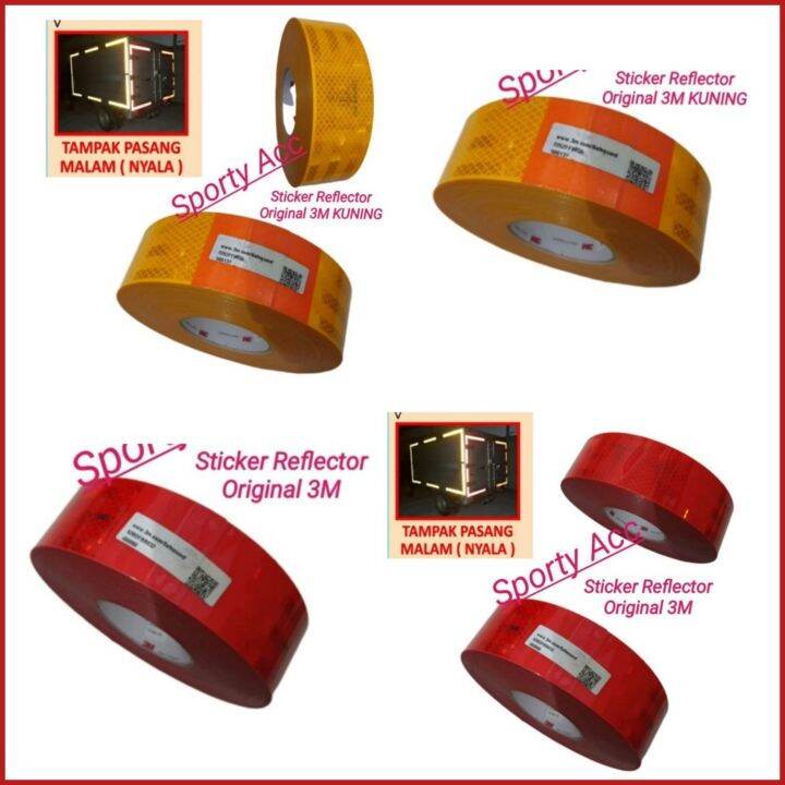 Sticker Reflector Original 3M Kuning Merah Harga per 1 Meter | Lazada ...