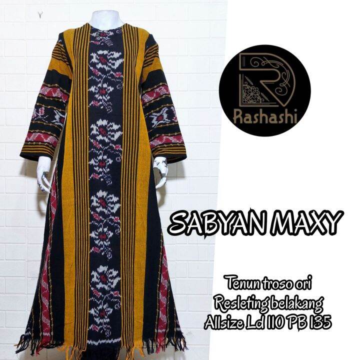 Gamis tenun troso jepara Maxy tenun etnik lebaran terbaru modern bawah rawis jumbo ld 110 ...