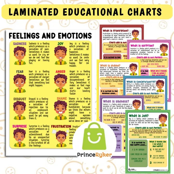 Laminated Feelings and Emotions Charts | A4 Size Educational Wall Charts | Laminated Charts for ...