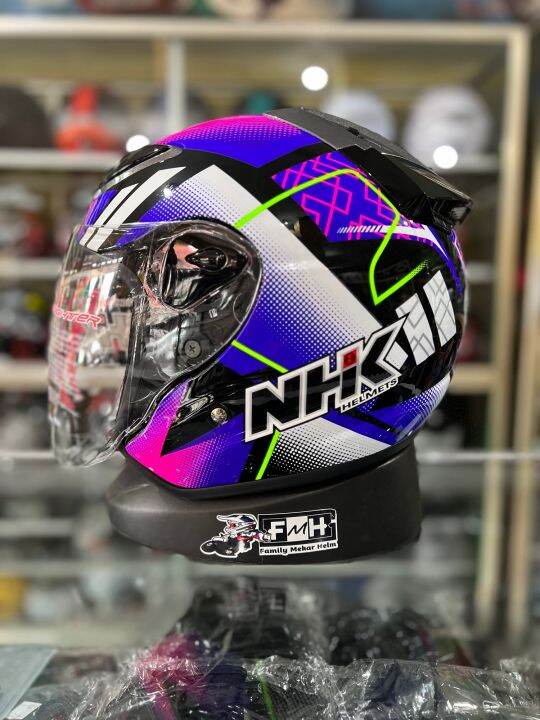 HELM NHK R6 MOTIF R44 BLACK/PINK HELM HALF FACE TERBARU ORIGINAL NHK ...