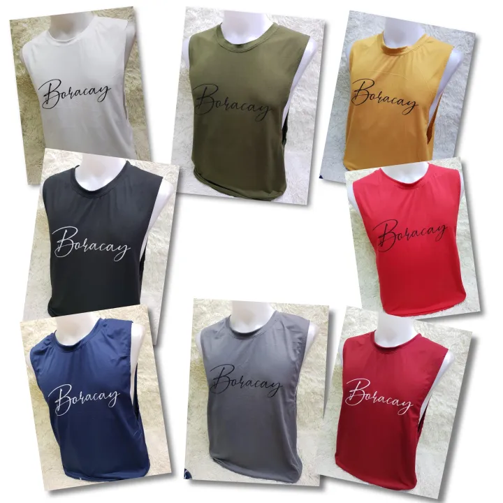 PLAIN BORACAY PRINT MUSCLE CUT SANDO TEES FOR MENS | Lazada PH