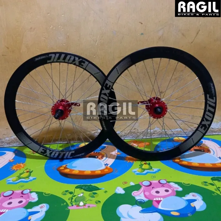 WHEELSET SEPEDA 20 INCH RODA EXOTIC DOUBLE WALL 4 CM RODA 20" LUBANG 36 ...